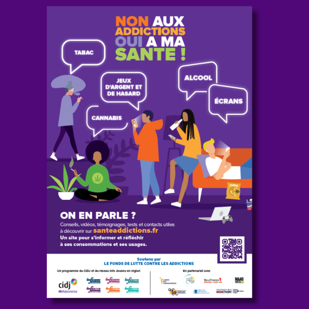 Affiche Non aux addictions, oui à ma santé - Non aux addictions, oui à ...