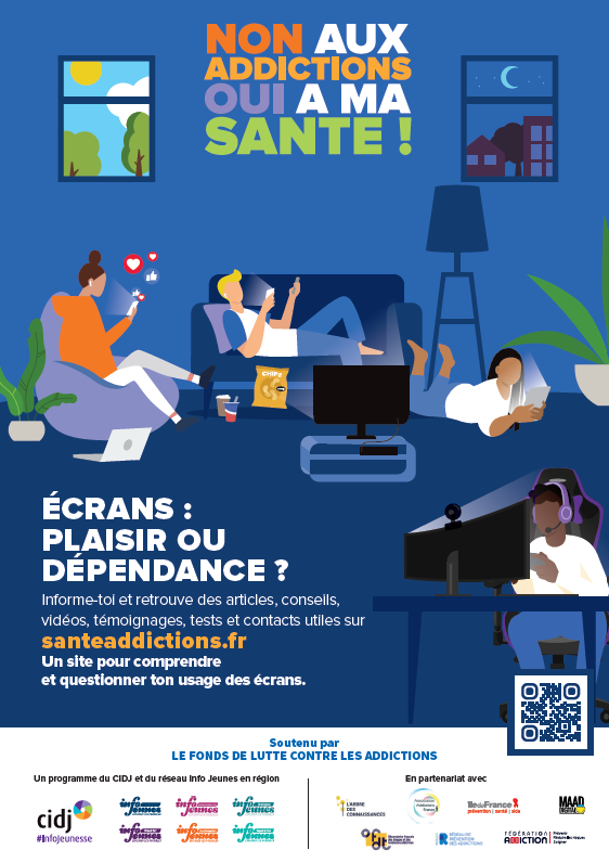Affiche Écrans du programme Non aux addictions, oui à ma santé - Non ...